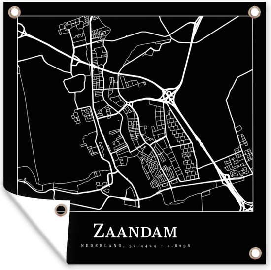 Tuindoek Zaandam - Plattegrond - Stadskaart - Kaart - 100x100 cm | bol.com
