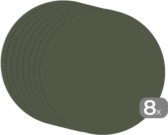 Ronde placemats - Onderlegger - Placemats rond - Groen - Olijf - Kleur ...