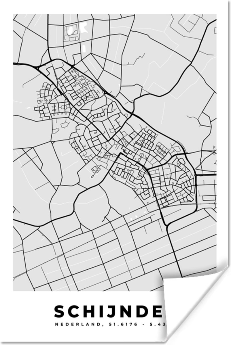 Poster Schijndel - Kaart - Plattegrond - Stadskaart - 60x90 cm | bol.com
