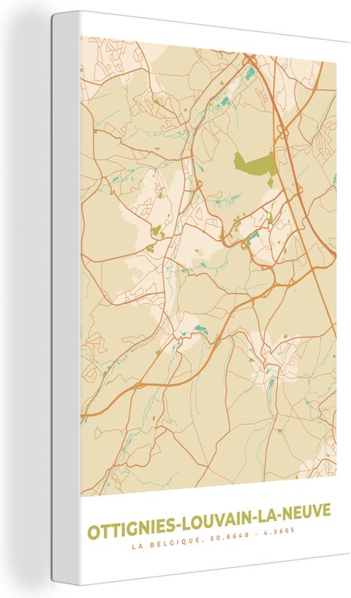 Canvas Schilderij Stadskaart - België - Ottignies-Louvain-la-Neuve ...