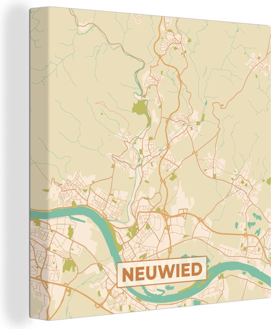 Canvas Schilderij Neuwied - Plattegrond - Kaart - Vintage - Stadskaart ...