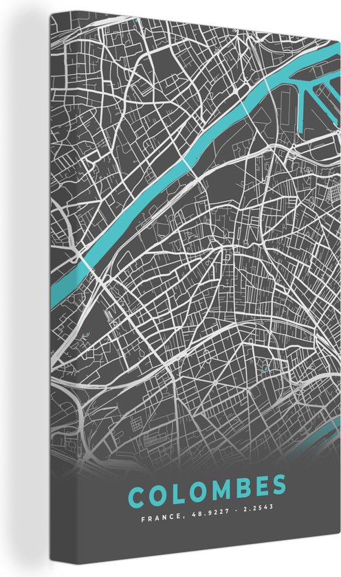 Canvas Schilderij Colombes - Kaart - Stadskaart - Plattegrond ...