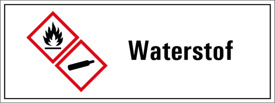 Waterstof GHS tekststicker 280 x 105 mm | bol