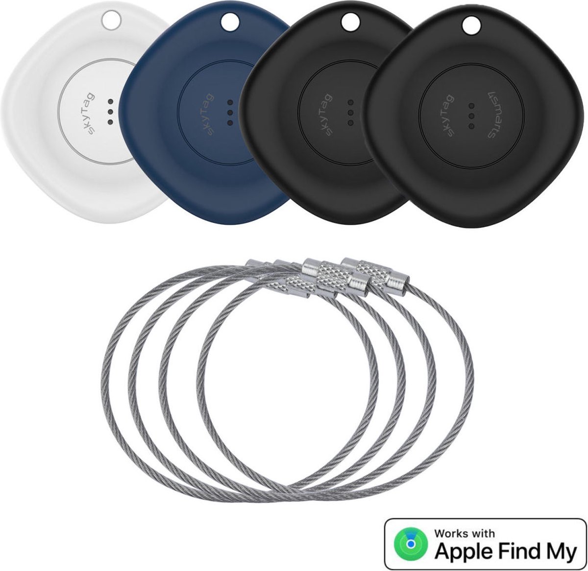 4smarts SkyTag Bluetooth Tracker 4-Pack (Zwart/Wit/Blauw) | bol