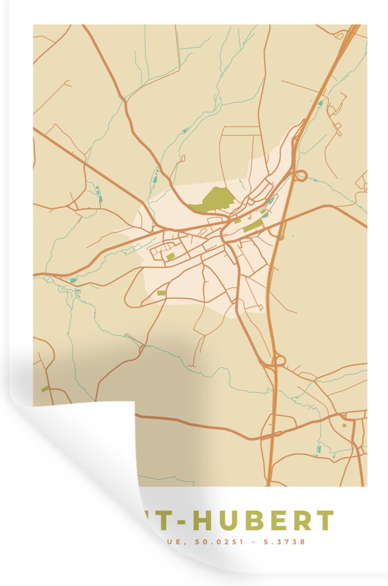 Muurstickers - Kaart - Saint-Hubert - België - Plattegrond - Stadskaart ...