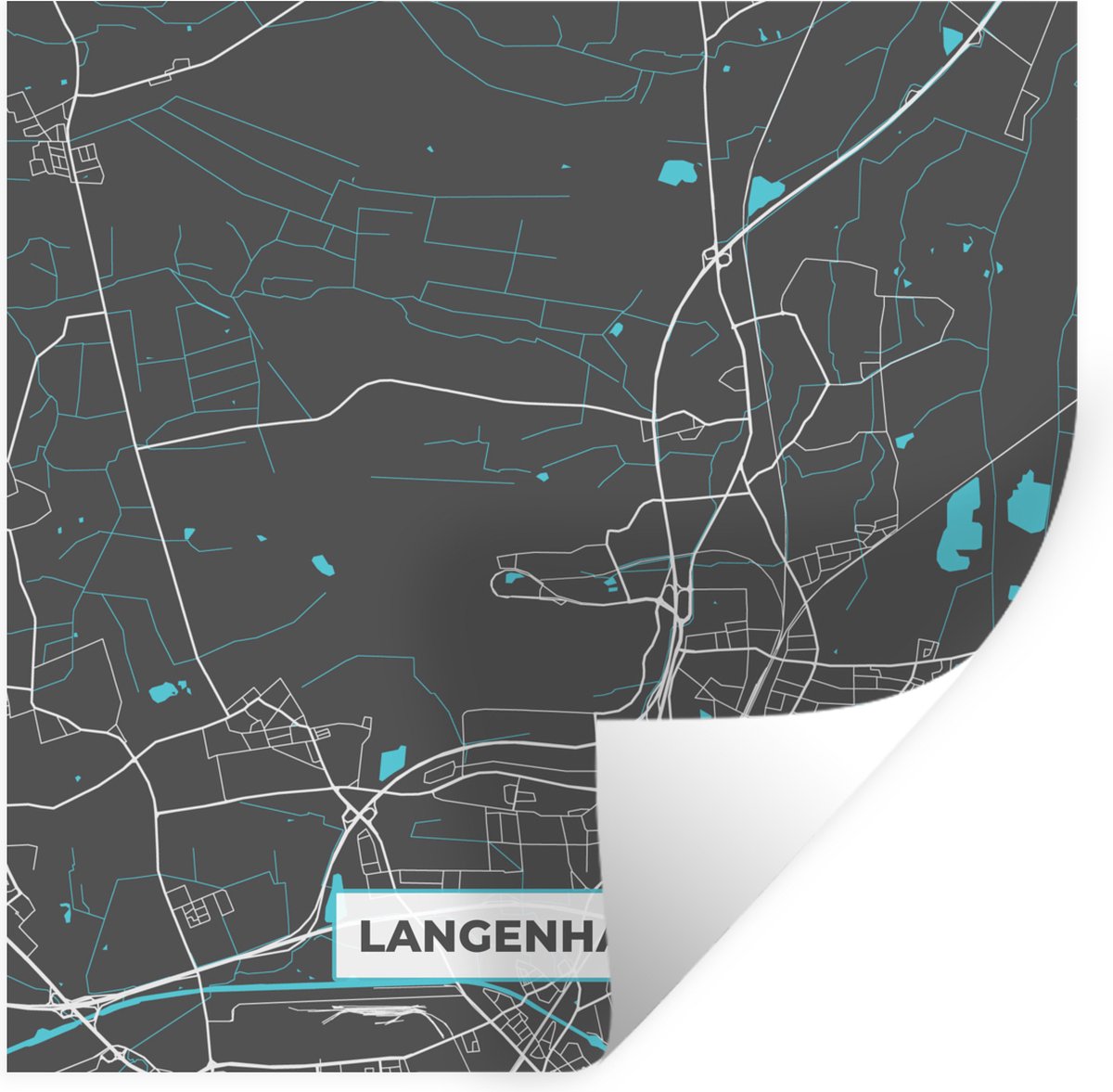 Stickers muraux - Langenhagen - Plan de la ville - Blauw - Carte - Plan ...