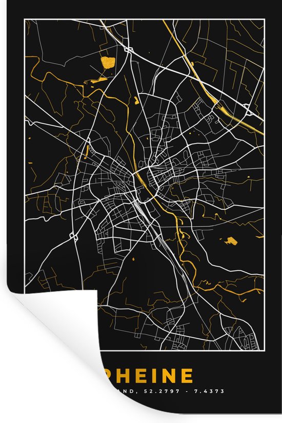 Muurstickers - Sticker Folie - Stadskaart – Kaart – Rheine – Gold ...