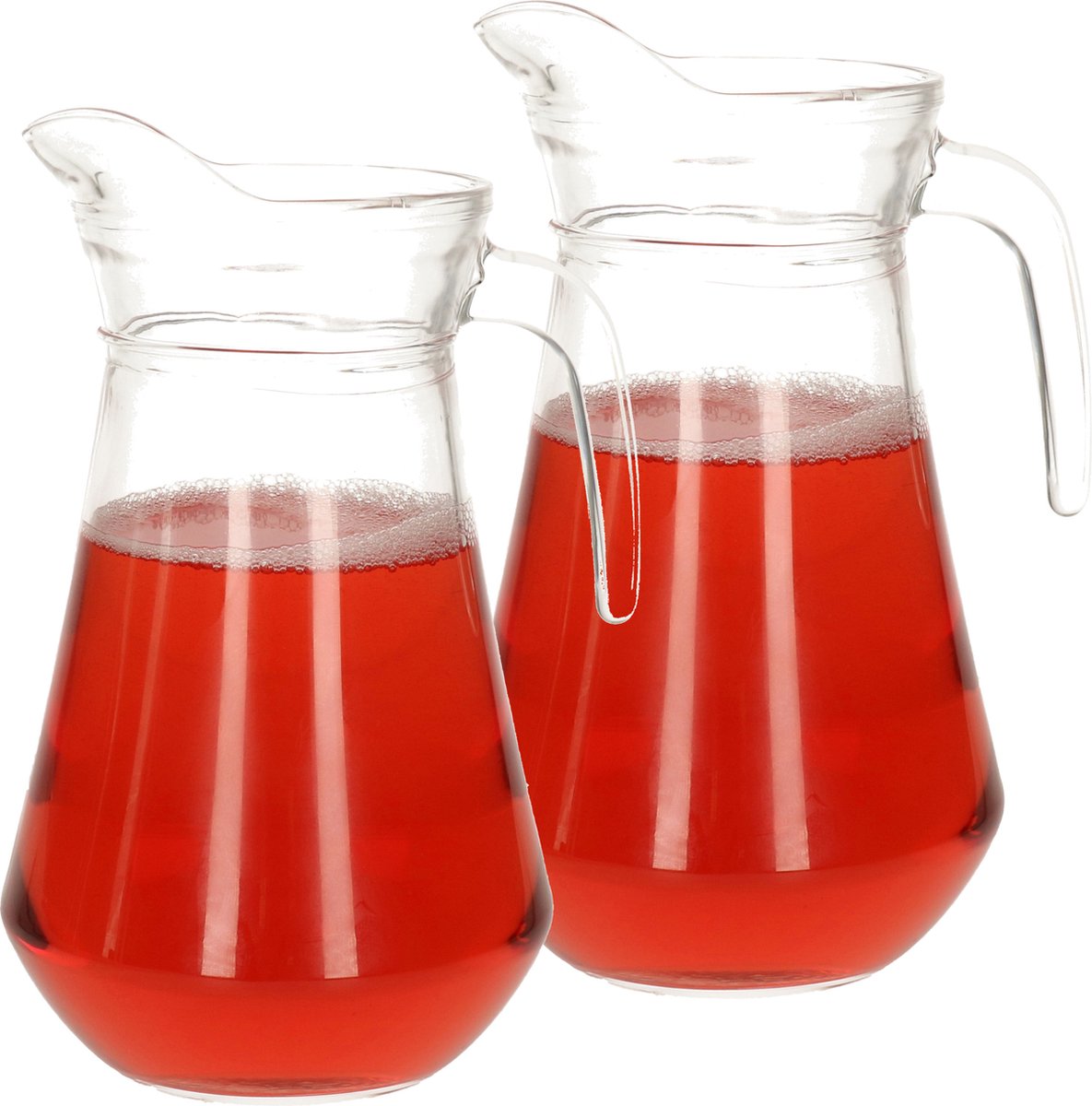 Set van 2x stuks schenkkan/Sapkan/waterkan/Limonade karaf van glas 1,6 ...