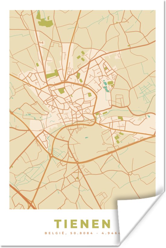 Affiche City Map - Tienen - Carte - Carte - Vintage - 20x30 cm | bol.com