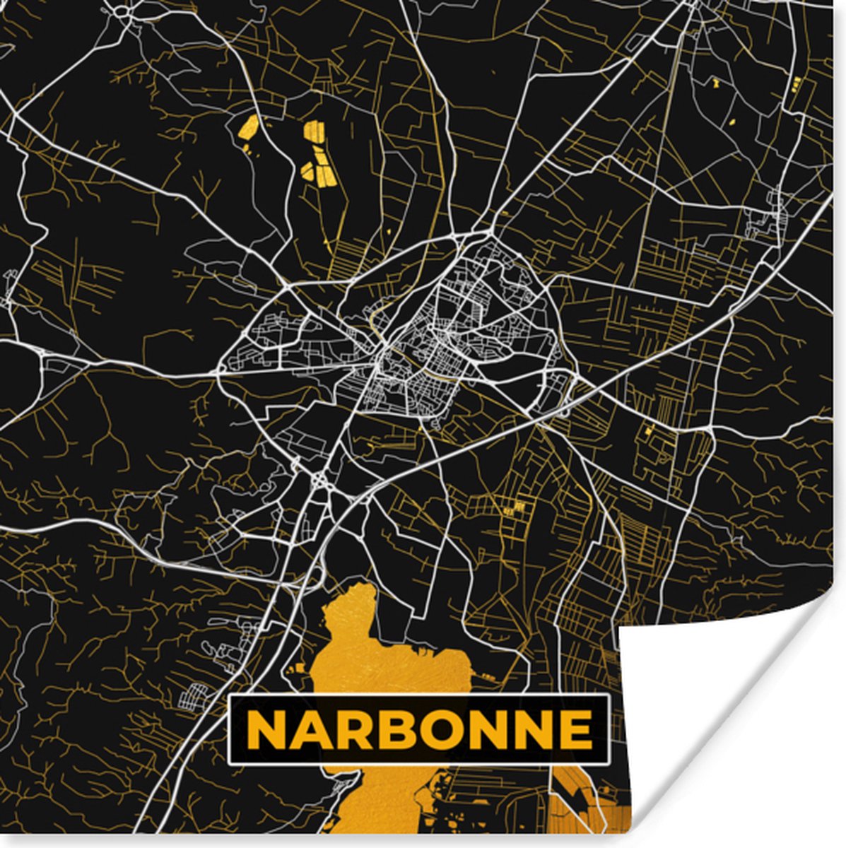 Poster Plattegrond – Narbonne – Stadskaart – Kaart – Frankrijk - 50x50 ...
