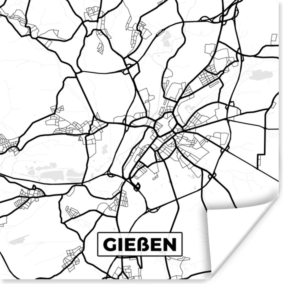 Poster Gießen - Plattegrond - Kaart - Stadskaart - 100x100 cm XXL | bol.com