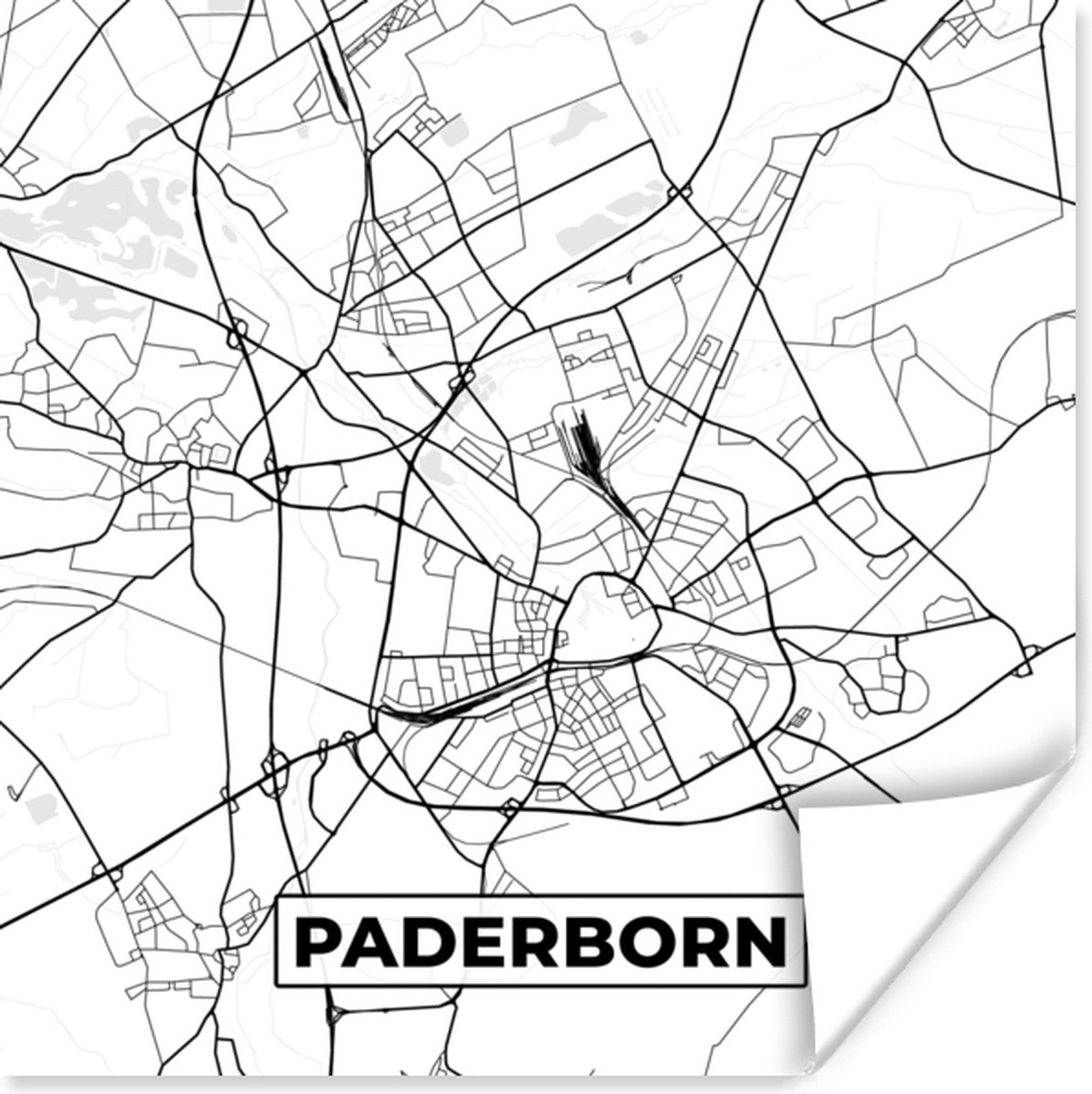 Poster Kaart - Plattegrond - Stadskaart - Paderborn - 30x30 cm | bol.com
