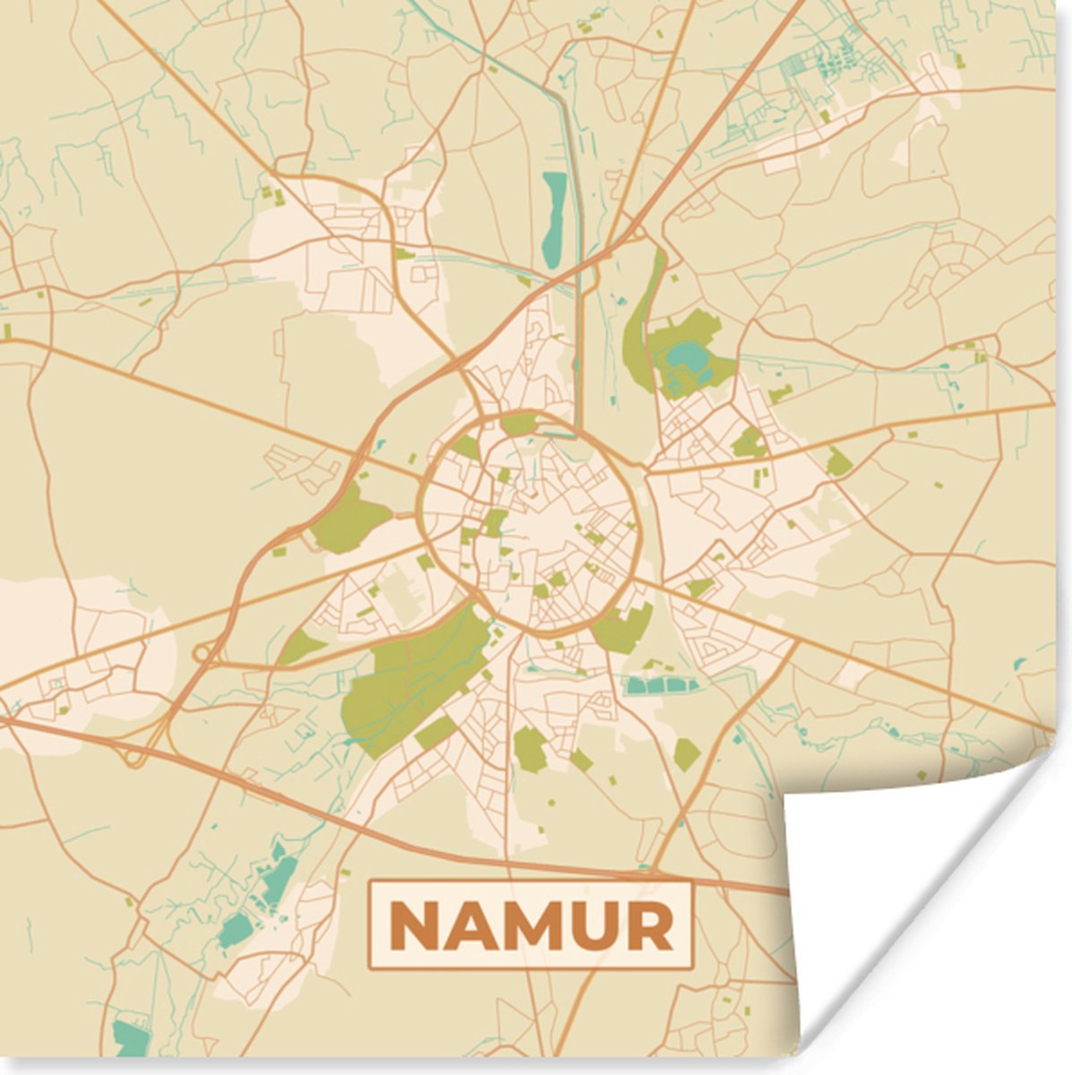 Poster Kaart - Leuven - Stadskaart - Plattegrond - Vintage - 75x75 cm ...