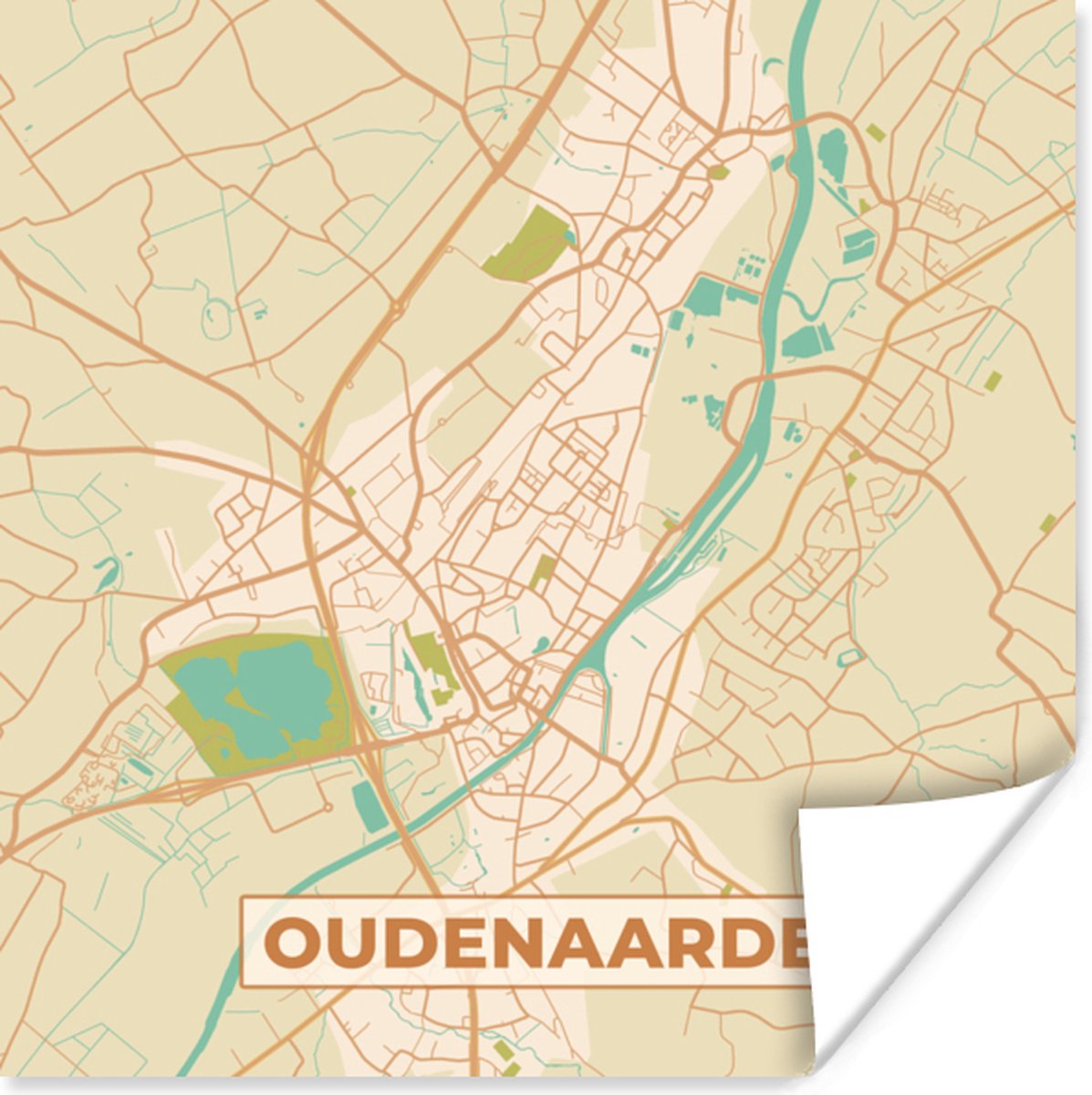 Poster Kaart - Plattegrond - Oudenaarde - Stadskaart - Vintage ...