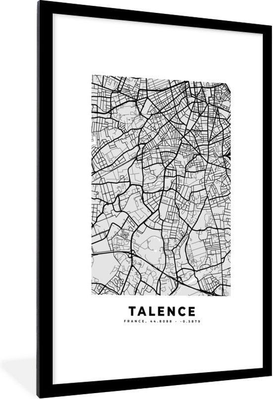 Fotolijst incl. Poster - Talence - Plattegrond - Frankrijk - Kaart ...