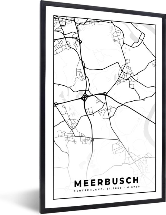 Fotolijst incl. Poster - Meerbusch - Plattegrond - Kaart - Stadskaart ...