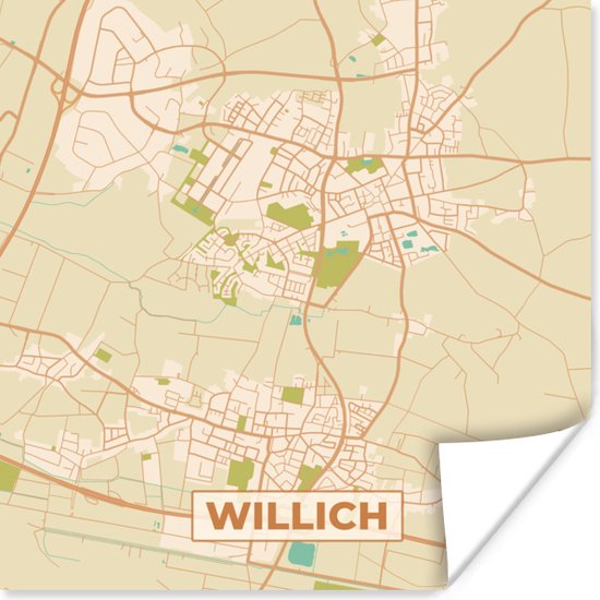 Poster Vintage - Kaart - Willich - Stadskaart - Plattegrond - 30x30 cm ...