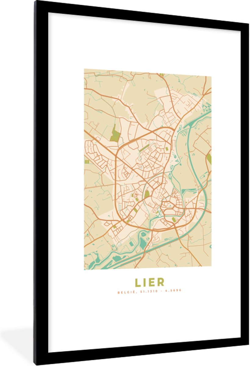 Fotolijst incl. Poster - België - Lier - Plattegrond - Kaart ...