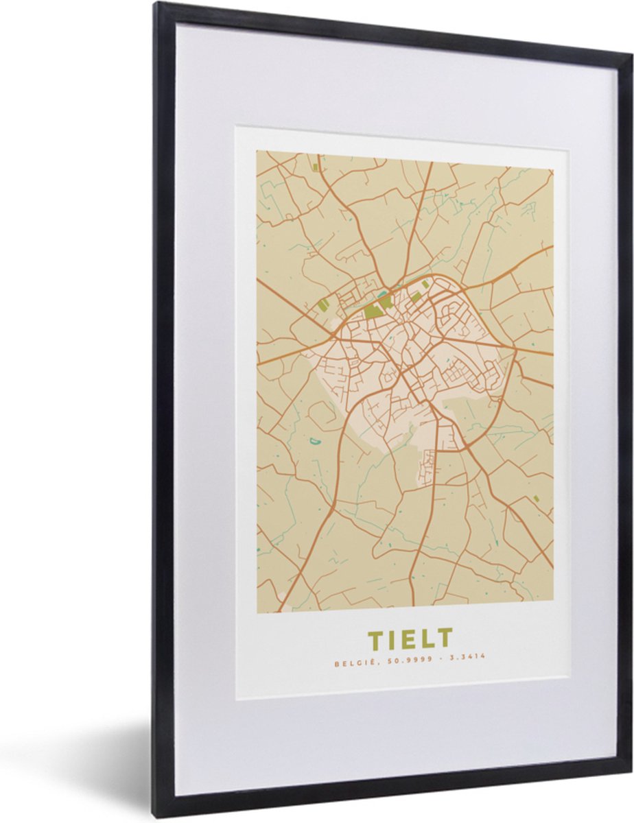 Fotolijst incl. Poster - Tielt - Kaart - Plattegrond - België ...