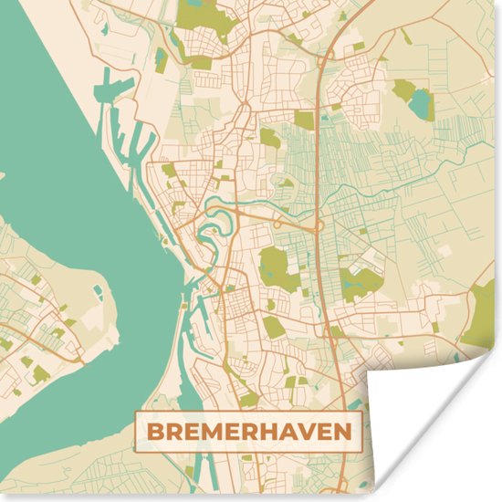 Poster Plattegrond - Bremerhaven - Kaart - Stadskaart - Vintage ...
