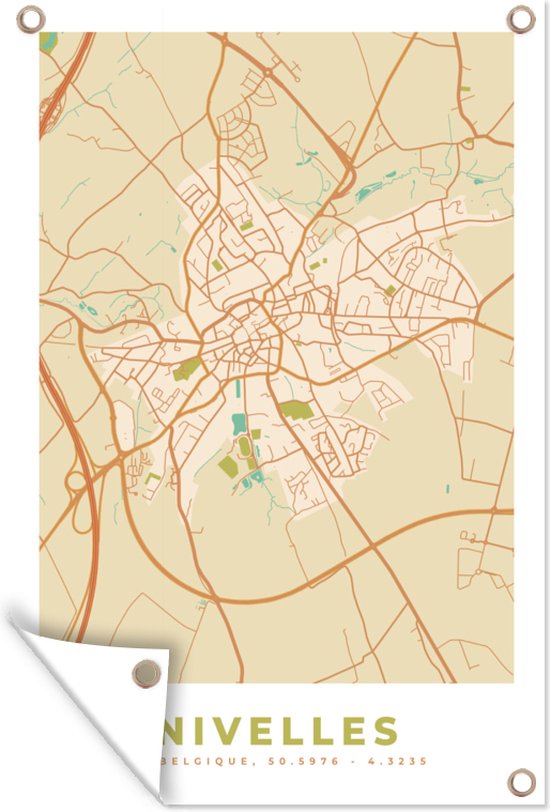 Tuinposters buiten Vintage - Nivelles - Kaart - Plattegrond ...