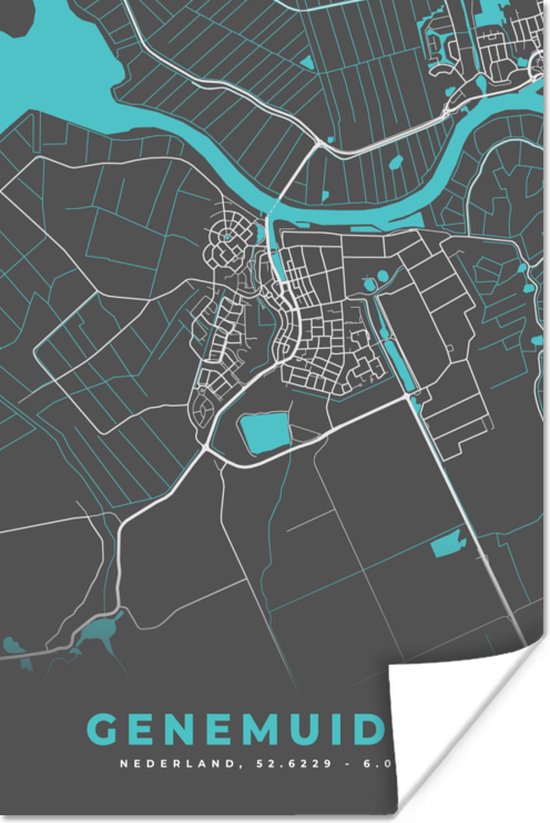 Poster Kaart - Genemuiden - Plattegrond - Stadskaart - 20x30 cm | bol.com