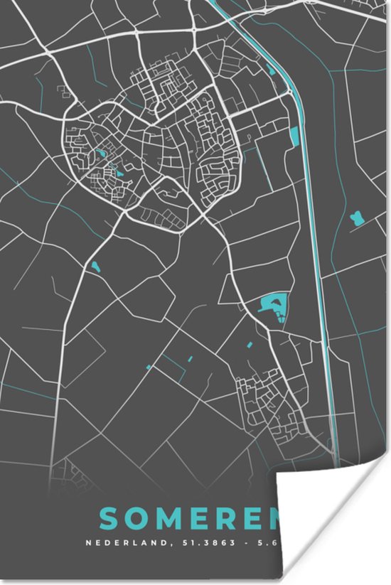 Poster Someren - Kaart - Stadskaart - Plattegrond - 40x60 cm | bol