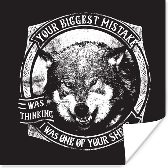 Poster Wolf - Vintage - Illustratie - 50x50 cm - Vaderdag cadeau ...