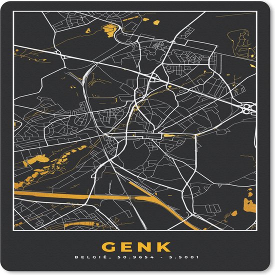 Muismat - Stadskaart - Kaart - Genk - Plattegrond - Goud - 20x20 cm ...
