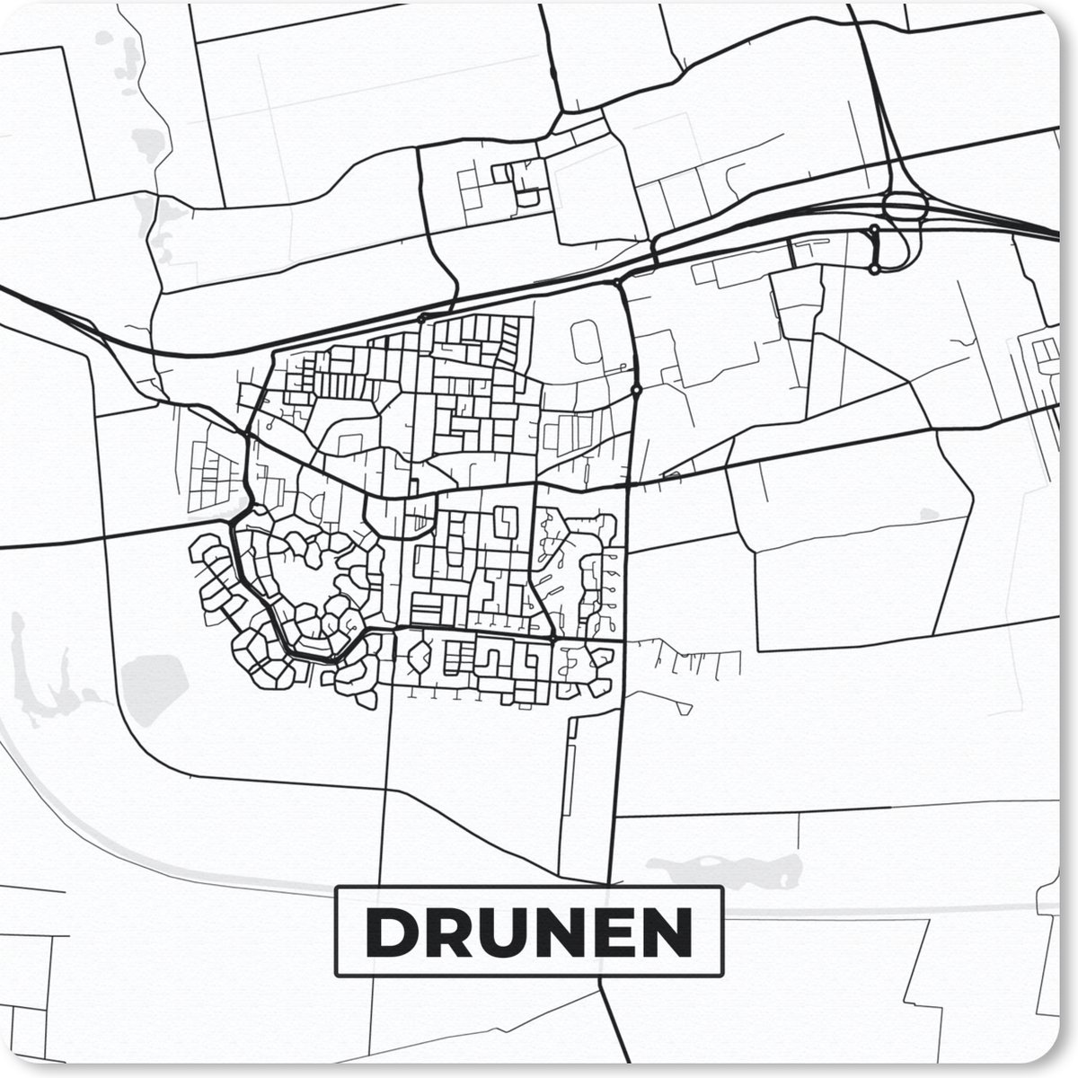 Muismat - Drunen - Zwart Wit - Stadskaart - Kaart - Plattegrond ...