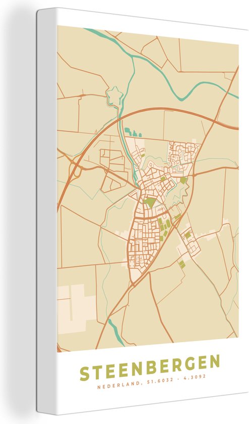 Canvas schilderij 90x140 cm - Wanddecoratie Stadskaart - Kaart ...