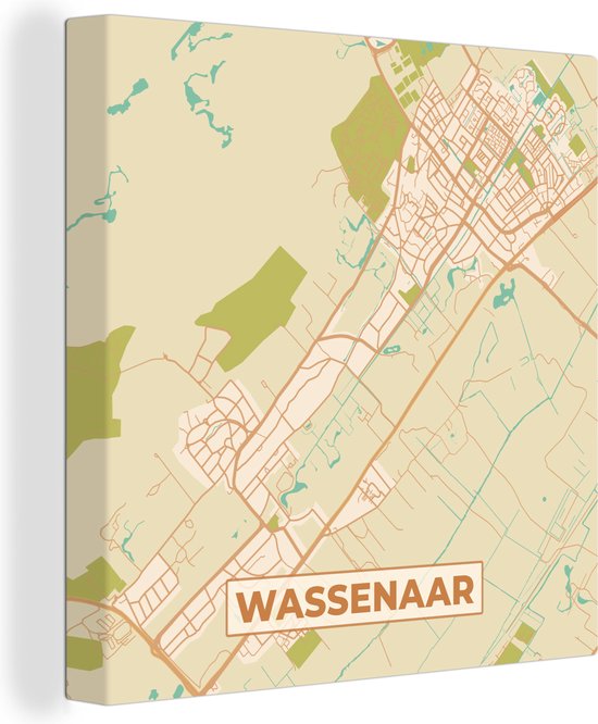 Canvas Schilderij Kaart - Plattegrond - Stadskaart - Wassenaar - 50x50 ...