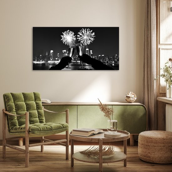Poster 120x60 cm - Vuurwerk - Proosten - Skyline - Champagne - Posters ...