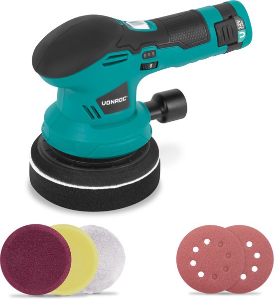 VONROC Polijstmachine 12V - Dual action - Polijsten en schuren ...