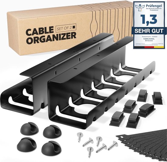 Kabelgoot voor Bureau - Set van 2 - Zwart - Eenvoudige Montage en ...