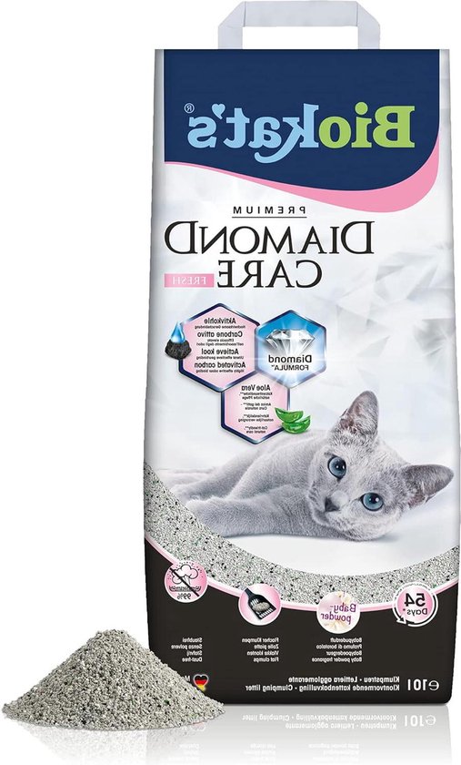 Diamond Care Fresh - Geurende kattenbakvulling - 10 liter - Actieve kool en aloë vera | bol
