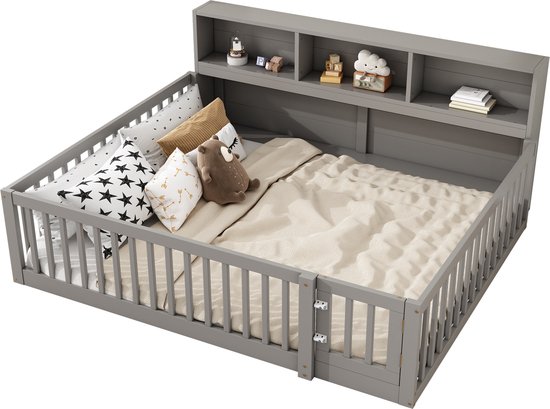 Gutent kinderbed (140 x 200 cm) - Grijs (Zonder matras) - met ...