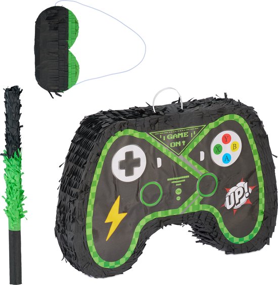 piñata game controller - met stok en blinddoek - leeg - 28 x 42 x 8 cm ...