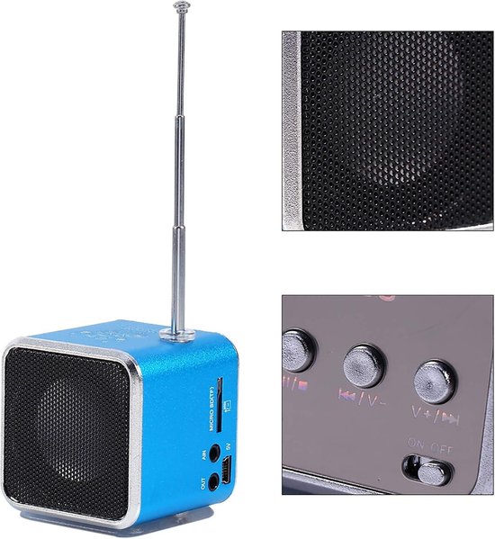 Mini-luidspreker Muziekspeler met FM-radio en 600mAh-batterij - TF ...