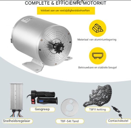 Elektrische Borstelloze Gelijkstroommotor - 72 V 3KW 4900 omw/min ...