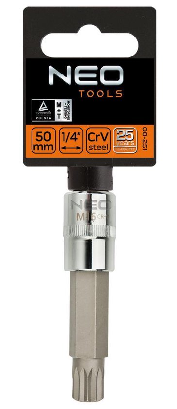 Neo Tools Fijne Torx Dop M16 100mm 1/2 Aansluiting S2 Staal TUV M+T | bol.com