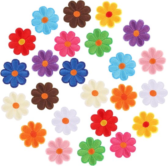 24 stuks bloemenpatches om op te strijken - madeliefjes - geborduurde patches voor... | bol