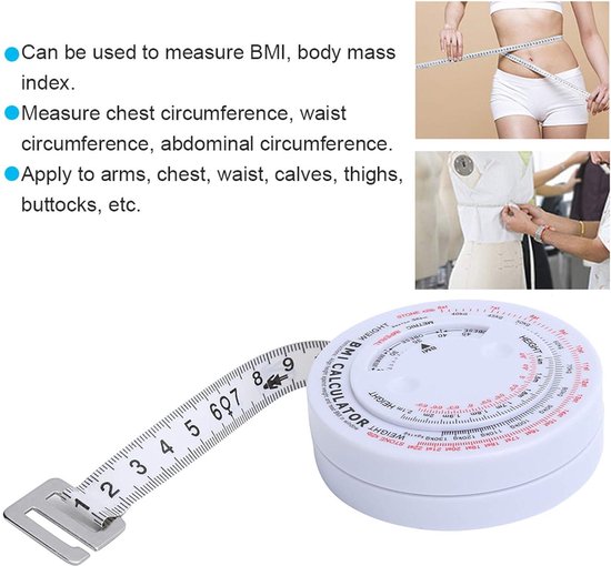 BMI meetlint taillemeetlint 150 cm voor borst-taille-buikomtrek met Body Mass Index . | bol