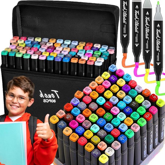 80 Colours Alcohol Markers Set - Permanent Dual Tip Felt Pens - 1 ...