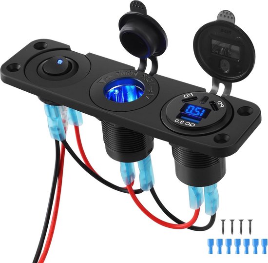 USB Socket Panel 18 W QC3.0 USB & 45 W PD Sigarettenaansteker Socket ...