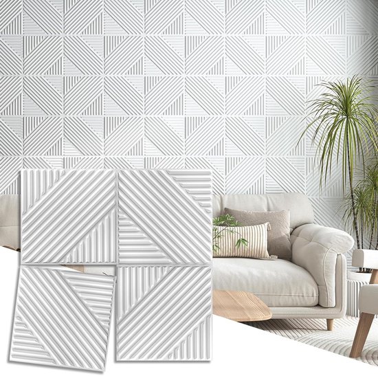 3D wandpanelen pvc 33 stuks - 3D panelen gaming - wit ...