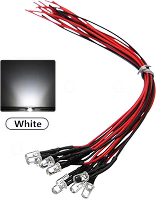Knipper Led 3mm Blinking met kabel 12V - 10 stuks - kleur wit | bol