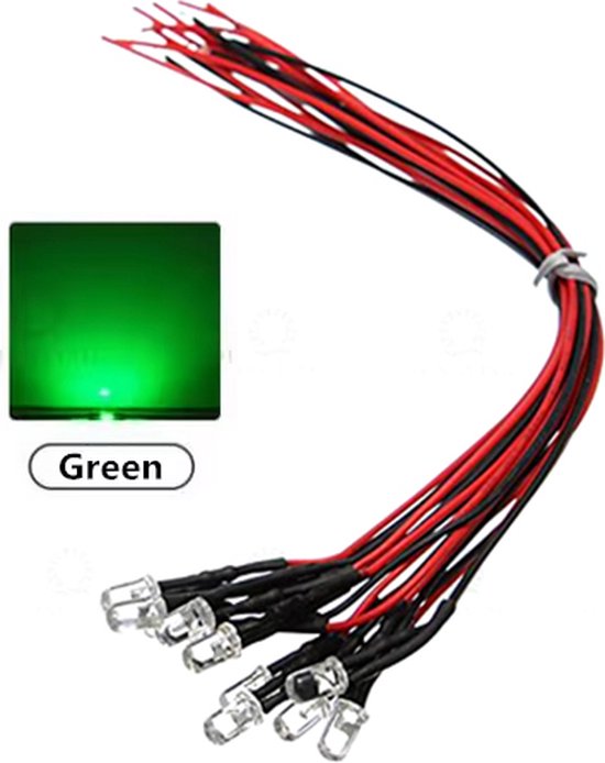 Knipper Led 3mm Blinking met kabel 12V - 10 stuks - kleur groen | bol