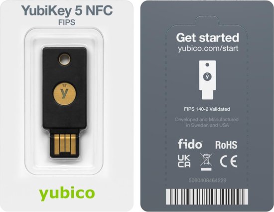 Yubico YubiKey 5 NFC FIPS Passwordmanager USB-stick Zwart/goud | bol
