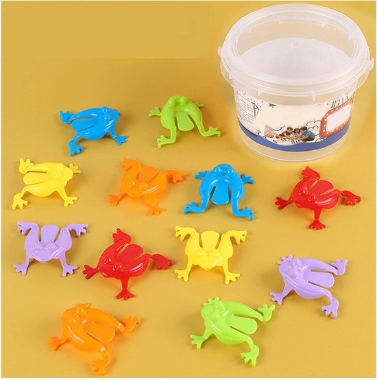 Springende Kikker Speelgoed - Kikker Springen - Druk op Kikker - 12 Stks - Emmer -... | bol